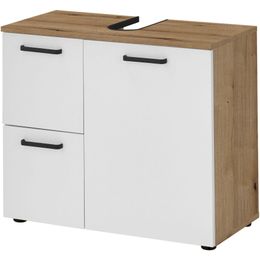 Waschbeckenunterschrank BASIC BY BALCULINA "Vanice, Badezimmerschrank B/H/T 70x60x35cm", wei&szlig;, evoke eiche, B:70cm H:60cm T:35cm, FSC-zertifizierter Holzwerkstoff, Schr&auml;nke, Waschbeckenunterschrank, Breite 70cm, Softclose, FSC-Mix 70%,Made in Europa