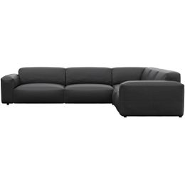 Ecksofa FLEXLUX "Lucera, super bequem durch hochwertigen Sitzaufbau mit Kaltschaum", schwarz (deep schwarz), B:319cm H:73cm T:285cm, 100% Echteder, Sofas, Ecksofa, modern & anschmiegsam, L-Form, Designsofa