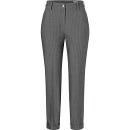Chinohose MAC "CHINO turn up", Damen, Gr. 34, N-Gr, grau (anthrazit stripes), Web, Obermaterial: 66% Polyester, 28% Viskose, 6% Elasthan, gerade, unten schmal 7/8-L&auml;nge, Hosen Chinohose