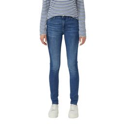 Skinny-fit-Jeans s.Oliver "IZABELL", Damen, Gr. 44, L&auml;nge 30, blau (mid blau washed), Denim/Jeans, Obermaterial: 84% Baumwolle, 14% Polyester, 2% Elasthan, skinny fit lang, Jeans Skinny-fit-Jeans, in coolen, unterschiedlichen Waschungen
