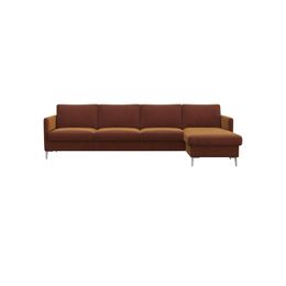 Ecksofa FLEXLUX "Fiore, L-Form, bequem und komfortabel durch hochwertigem Sitzaufbau", braun (cognac), B:280cm H:85cm T:159cm, Sofas, Ecksofa, schmale Armlehnen, Kaltschaum, F&uuml;&szlig;e Alu