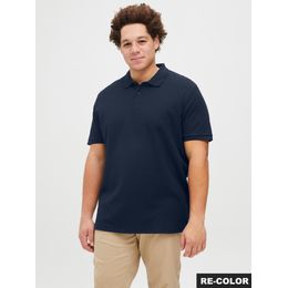 Jack & Jones PlusSize Poloshirt "JJEAUSTIN POLO SS NOOS PLS", Herren, Gr. 5XL, blau (navy blazer detail:classic), Jersey, Obermaterial: 58% Polyester, 40% Baumwolle, 2% Elasthan, JACK & JONES PLUSSIZE, unifarben, regular fit normal, Shirts Poloshirt, mit Polokragen