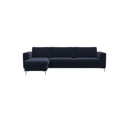 Ecksofa FLEXLUX "Fiore, super Sitzkomfort durch Kaltschaum im Sitz, L-Form", blau (royal blau), B:262cm H:85cm T:92cm, 100% Polyester, Sofas, Ecksofa, breite Armlehnen, Kaltschaum, F&uuml;&szlig;e Alu
