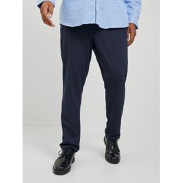 Jack & Jones PlusSize Chinohose "JPSTMARCO JJCOOPER CHINO NOOS PLS", Herren, Gr. 40(XXXL), L&auml;nge 34, blau (navy blazer), Web, Obermaterial: 52% Polyester, 21% Nylon, 17% Viskose, 10% Elasthan, JACK & JONES PLUSSIZE, unifarben, slim fit kn&ouml;chellang, Hosen Chinohose