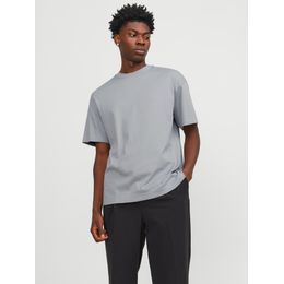 Jack & Jones Rundhalsshirt JACK & JONES "JJEURBAN EDGE TEE SS O-NECK NOOS", Herren, Gr. XS, grau (ultimate grau), Jersey, Obermaterial: 100% Baumwolle, unifarben, relaxed fit taillenbedeckt, Rundhals, gerader Abschluss, Shirts Rundhalsshirt, mit Rundhalsausschnitt