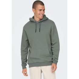 Only & Sons Kapuzensweatshirt ONLY & SONS "ONSCERES HOODIE SWEAT NOOS", Herren, Gr. M, grau (castor gray), angeraute Sweatware, Obermaterial: 65% Baumwolle, 35% Polyester, unifarben, regular fit normal, Rundhals, Rippb&uuml;ndchen, Sweatshirts Kapuzensweatshirt, Baumwollmischung, regular fit