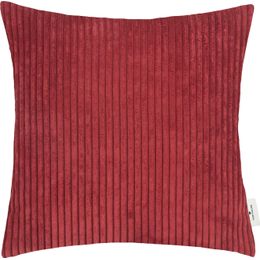 Dekokissen Tom Tailor HOME "Big Corduroy", rot (rot, dunkelrot, bordeaux, unifarben), B:45cm L:45cm, Polyester, Dekokissen_Sitzkissen_Kissenh&uuml;llen, Dekokissen, mit effektvollem Rei&szlig;verschluss, Kissenh&uuml;lle ohne F&uuml;llung, 1 St&uuml;ck