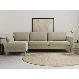 Ecksofa Home Affaire "MARSEILLE (279/152cm),L-Form, Rec. rechts/links, verschiedene Bez&uuml;ge", braun (cappuccino), B:279cm H:88cm T:152cm, Struktur fein (58% Polyester, 22% Polypropylen);Filzoptik (100% Polyester);Webstoff (100% Polyester), Sofas, Ecksofa, Massivholzbeine Eiche, Landhausstil, Wellenunterfederung