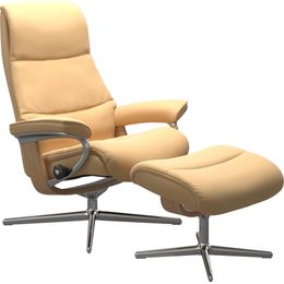 Relaxsessel stressless "View", gelb, B:78cm H:108cm T:78cm, Sessel, Relaxsessel, mit Cross Base, Gr&ouml;&szlig;e S, M & L, Holzakzent Eiche