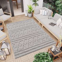 Teppich Carpet City "In-& Outdoorteppich Santorini 58538, 3D-Effekt, Raute-Optik", grau, B:80cm H:5mm L:150cm, Polypropylen (PP), Teppiche, Teppich, Wetterfest & UV-best&auml;ndig f&uuml;r Terrasse, Balkon, K&uuml;che, Flur