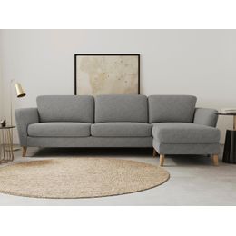 Ecksofa Home Affaire "MARSEILLE (279/152cm),L-Form, Rec. rechts/links, verschiedene Bez&uuml;ge", grau, B:279cm H:88cm T:152cm, Struktur fein (58% Polyester, 22% Polypropylen);Filzoptik (100% Polyester);Webstoff (100% Polyester), Sofas, Ecksofa, Massivholzbeine Eiche, Landhausstil, Wellenunterfederung