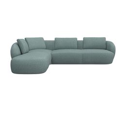 Ecksofa FLEXLUX "Torino, rund, L-Form, Sofa-Ecke mit Ottomane", blau (sky blau), B:296cm H:85cm T:237cm, Sofas, Ecksofa, Modernes, organisches Sofa-Design, Kaltschaum, Wellenunterfederung