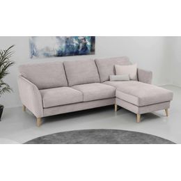 Ecksofa Home Affaire "MARSEILLE (242/152cm),L-Form, Rec. rechts/links", grau (cloud grau), B:242cm H:88cm T:152cm, 100% Polyester, Sofas, Ecksofa, Massivholzbeine aus Eiche, in verschieden Bez&uuml;gen und Farbvarianten