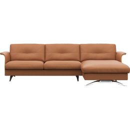 Ecksofa FLEXLUX "Glow, super bequem durch hochwertigem Sitzaufbau mit Federkern, L-Form", braun (modern cognac braun), B:273cm H:81cm T:158cm, 100% Echteder, Sofas, Ecksofa, Modernes skandinavisches Design