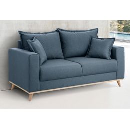 2-Sitzer Home Affaire "Edina", blau, B:162cm H:74cm T:84cm, Webstoff (100% Polyester);Baumwollmix (50% Baumwolle, 50% Polyester);Baumwollmix (50% Baumwolle, 50% Polyester), Sofas, 2-Sitzer, auch in Baumwollmix-Bezug, im skandinavischem Stol
