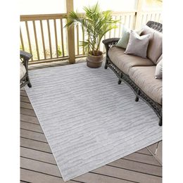 Teppich Carpet City "In-& Outdoorteppich Santorini 450, 3D-Effekt, Gestreift", grau, B:280cm H:5mm L:380cm, Polypropylen, Teppiche, Teppich, Wetterfest & UV-best&auml;ndig f&uuml;r Terrasse, Balkon, K&uuml;che, Flur