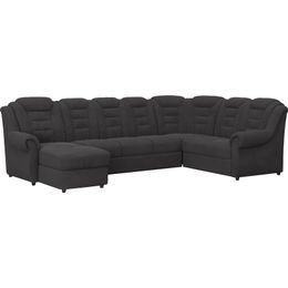Wohnlandschaft Home Affaire "Boston U-Form", grau (anthrazit), B:333cm H:102cm T:216cm, 100% Polyester, Sofas, Wohnlandschaft, mit hoher R&uuml;ckenlehne, wahlweise mit Bettfunktion & Stauraum