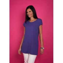 Longshirt Seidel Moden, Damen, Gr. 46, lila, Jersey, Obermaterial: 95% Viskose, 5% Elasthan, unifarben, normal Po-bedeckend, Rundhals, angeschnitten abgesteppte Kante, Shirts Longshirt, MADE IN GERMANY, Topseller