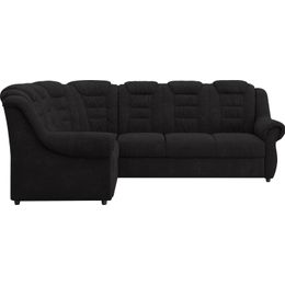 Ecksofa Home Affaire "Boston L-Form", schwarz, B:266cm H:102cm T:216cm, 100% Polyester, Sofas, Ecksofa, mit hoher R&uuml;ckenlehne, wahlweise mit Bettfunktion & Stauraum