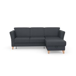 Sit & More Ecksofa SIT & MORE "Visby L-Form", grau (dunkelgrau), B:248cm H:87cm T:162cm, Sofas, Ecksofa, Wahlweise mit Bettfunktion und Bettkasten, frei im Raum stellbar