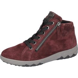 Waldl&auml;ufer Sneakerboots WALDL&Auml;UFER "H-TERESA", Damen, Gr. 10.5, rot (bordeaux), Nappaleder, Veloursleder, unifarben mit Farbeinsatz, Schuhe Sneakerboots, Schn&uuml;rboots, Stiefelette, Bequemschuh in Komfortweite H (= sehr weit)