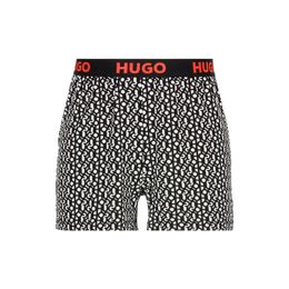 Shorts HUGO UNDERWEAR "UNITE_SHORTS PRINTED", Damen, Gr. XS, N-Gr, schwarz-wei&szlig; (open wei&szlig; 121), Web, Obermaterial: 93% Viskose, 7% Elasthan, relaxed fit, Hosen Shorts, mit elastischem Logo-Bund