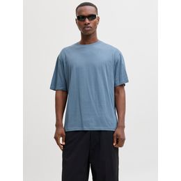 Jack & Jones Oversize-Shirt JACK & JONES "JJEBRADLEY Oversize T-Shirt mit klassischem Rundhalsausschnitt", Herren, Gr. M, blau mirage, Jersey, Obermaterial: 100% Baumwolle, unifarben, oversize taillenbedeckt, Rundhals, Shirts Oversize-Shirt, mit gek&auml;mmten Jersey