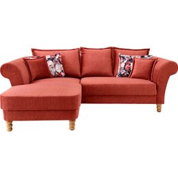 Ecksofa Home Affaire "Tassilo Mega Polsterecke mit Kaltschaum im Sitz, bequem, L-Form", orange (koralle), B:262cm H:95cm T:198cm, 100% Polyester, Sofas, Ecksofa