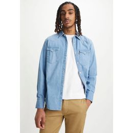 Levi's Jeanshemd LEVI'S "LE BARSTOW WESTERN STAND", Herren, Gr. XXL, N-Gr, blau (light indigo), Web, Obermaterial: 100% Baumwolle, normal, Hemden Jeanshemd, mit Brusttaschen