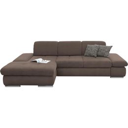 Ecksofa "SO4100 V", grau (taupe), B:284cm H:80cm T:190cm, SET ONE BY Musterring, Sofas, Ecksofa, mit verstellbaren Kopfteilen, wahlweise mit Funktionen, Cord-Bezug