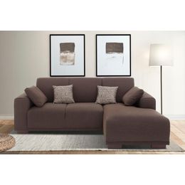 Ecksofa Home Affaire "BORNHOLM L-Form, B: 234 cm - OTTO. Verl&auml;ssliche Qualit&auml;t.", braun (dunkelbraun), B:234cm H:85cm T:162cm, Struktur (100% Polyester), Luxus-Microfaser (100% Polyester), Luxus-Microfaser Lederoptik (100% Polyester);100% Polyester Struktur, Sofas, Ecksofa, Recamiere links oder rechts bestellbar, Wellenfederung, inkl. 2 Kissen