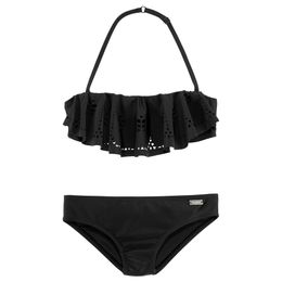 Bandeau-Bikini Buffalo, Kinder, Gr. 158/164, N-Gr, schwarz, Polyamid, unifarben, Bikini-Sets Bandeau-Bikini, mit modischem Volant, Topseller
