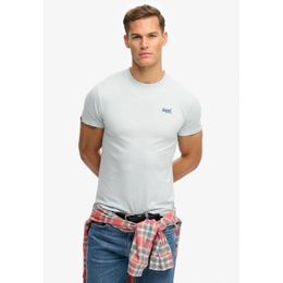 Rundhalsshirt Superdry "ESSENTIAL LOGO EMB TEE", Damen, Gr. S, icy blau marl, navy, Single Jersey, Obermaterial: 100% Baumwolle, meliert, slim fit h&uuml;ftlang, Rundhals, Shirts Rundhalsshirt