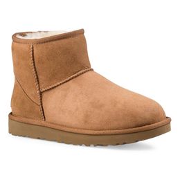 UGG Australia Winterboots UGG "Unisex Classic Mini 2", Damen, Gr. 5 (36), braun (chestnut), Veloursleder, clean, unifarben, Schuhe Winterboots, Schlupfboots