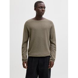 Jack & Jones Rundhalspullover JACK & JONES "JJEHILL KNIT CREW NECK NOOS", Herren, Gr. XXL, vetiver, Strick, Obermaterial: 100% Baumwolle, unifarben, regular fit normal, Rundhals, gerader Abschluss, Pullover Rundhalspullover, Baumwolle, regular fit