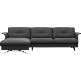 Ecksofa FLEXLUX "Glow bequem und komfortabel durch hochwertigen Sitzaufbau, L-Form", schwarz (deep schwarz), B:273cm H:81cm T:158cm, 100% Echteder, Sofas, Ecksofa, Modernes skandinavisches Design
