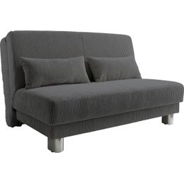Schlafsofa Home Affaire "Gina", grau (anthrazit), B:160cm H:86cm T:195cm, Sofas, Schlafsofa, mit einem Handgriff vom Sofa zum Bett