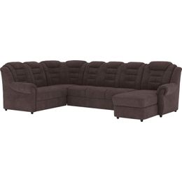 Wohnlandschaft Home Affaire "Boston U-Form", schwarz (charcoal), B:333cm H:102cm T:216cm, 100% Polyester, Sofas, Wohnlandschaft, mit hoher R&uuml;ckenlehne, wahlweise mit Bettfunktion & Stauraum