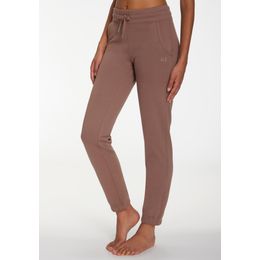 H.I.S. Relaxhose H.I.S, Damen, Gr. 52/54, N-Gr, grau (taupe), Sweatware, Obermaterial: 60% Baumwolle, 40% Polyester, unifarben, Basic, bequem lang, Hosen Relaxhose, mit breitem Bund, Loungewear, Loungeanzug