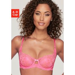 B&uuml;gel-BH Lascana "Nikoletta", Damen, Gr. 75, Cup A, pink, Spitze, Obermaterial: 88% Polyamid, 12% Elasthan, BHs B&uuml;gel-BH, aus floraler Stickereispitze, sexy Dessous
