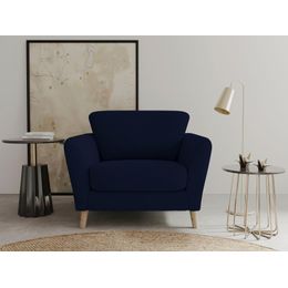 Sessel Home Affaire "MARSEILLE", blau, B:103cm H:88cm T:90cm, Webstoff (100% Polyester);Struktur fein (58% Polyester, 22% Polypropylen);Filzoptik (100% Polyester), Sessel, Sessel, Massivholzbeine Eiche, Landhausstil, Wellenunterfederung