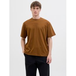 Jack & Jones Rundhalsshirt JACK & JONES "JJEURBAN EDGE TEE SS O-NECK NOOS", Herren, Gr. XS, braun (monks robe), Jersey, Obermaterial: 100% Baumwolle, unifarben, relaxed fit taillenbedeckt, Rundhals, gerader Abschluss, Shirts Rundhalsshirt, mit Rundhalsausschnitt