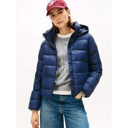 Steppjacke Tommy Hilfiger "LW DOWN CASUAL JACKET", Damen, Gr. M (38), schwarz night navy, Steppware, Obermaterial: 100% Nylon, unifarben, regular fit, Jacken Steppjacke, mit Logopr&auml;gung