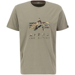 Kurzarmshirt Alpha Industries "Camo PP T", Herren, Gr. M, gr&uuml;n (olive), Single Jersey, Obermaterial: 100% Baumwolle, bedruckt, regular fit normal, Rundhals, Shirts Kurzarmshirt, Topseller