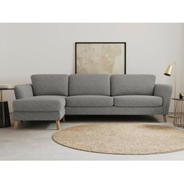 Ecksofa Home Affaire "MARSEILLE (279/152cm),L-Form, Rec. rechts/links, verschiedene Bez&uuml;ge", grau, B:279cm H:88cm T:152cm, Struktur fein (58% Polyester, 22% Polypropylen);Filzoptik (100% Polyester);Webstoff (100% Polyester), Sofas, Ecksofa, Massivholzbeine Eiche, Landhausstil, Wellenunterfederung