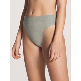 High-Waist-Slip Calida "Elastic", Damen, Gr. L (48/50), grau, Single Jersey, Obermaterial: 94% Baumwolle, 6% Elasthan, meliert, k&ouml;rpernah, Unterhosen High-Waist-Slip, breiter Softbund, elastisch, Single Jersey, atmungsaktiv, weich