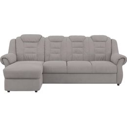 Ecksofa Home Affaire "Boston L-Form", silber, B:262cm H:102cm T:165cm, 100% Polyester, Sofas, Ecksofa, mit hoher R&uuml;ckenlehne, wahlweise mit Bettfunktion