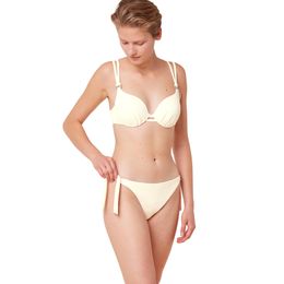 B&uuml;gel-Bikini-Top Triumph "Summer Glow WP 01 sd", Damen, Gr. 42, Cup D, wei&szlig; (ecru wei&szlig;), Microfaser, Elasthan, Recycling-Polyamid, Waffelmuster, strukturiert, unifarben, Bikini-Oberteile B&uuml;gel-Bikini-Top, Struktur-Piqu&eacute;