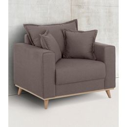 Sessel Home Affaire "Edina", braun, B:95cm H:74cm T:84cm, Webstoff (100% Polyester);Baumwollmix (50% Baumwolle, 50% Polyester);Baumwollmix (50% Baumwolle, 50% Polyester), Sessel, Sessel, auch in Baumwollmix-Bezug, im skandinavischem Stol