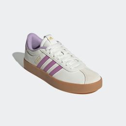 Sneaker adidas Sportswear "VL COURT 3.0", Damen, Gr. 40, core wei&szlig;, preloved lila, powder plum, Leder, Synthetik, Schuhe Sneaker, inspiriert vom Design des adidas samba, Topseller